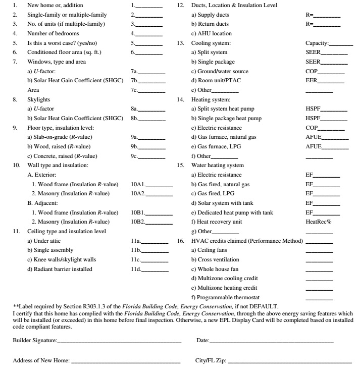 APPENDIX C FORMS - 2014 FLORIDA ENERGY CODE