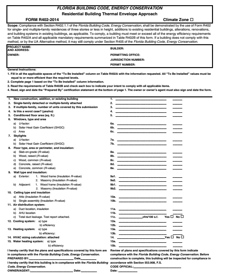 APPENDIX C FORMS - 2014 FLORIDA ENERGY CODE