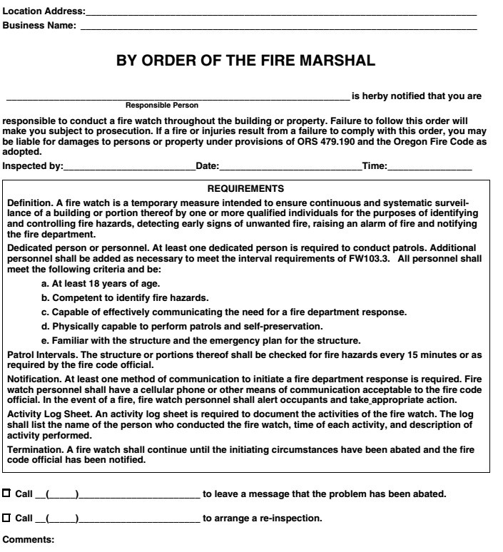 APPENDIX N FIRE WATCH - 2016 PORTLAND FIRE CODE