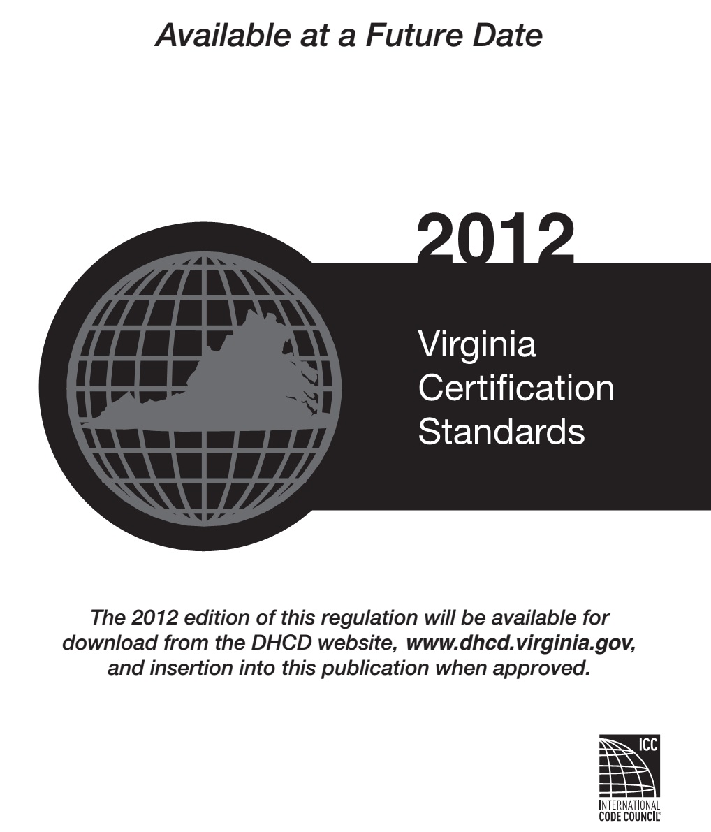VIRGINIA CERTIFICATION STANDARDS - 2012 VIRGINIA BUILDING AND FIRE ...